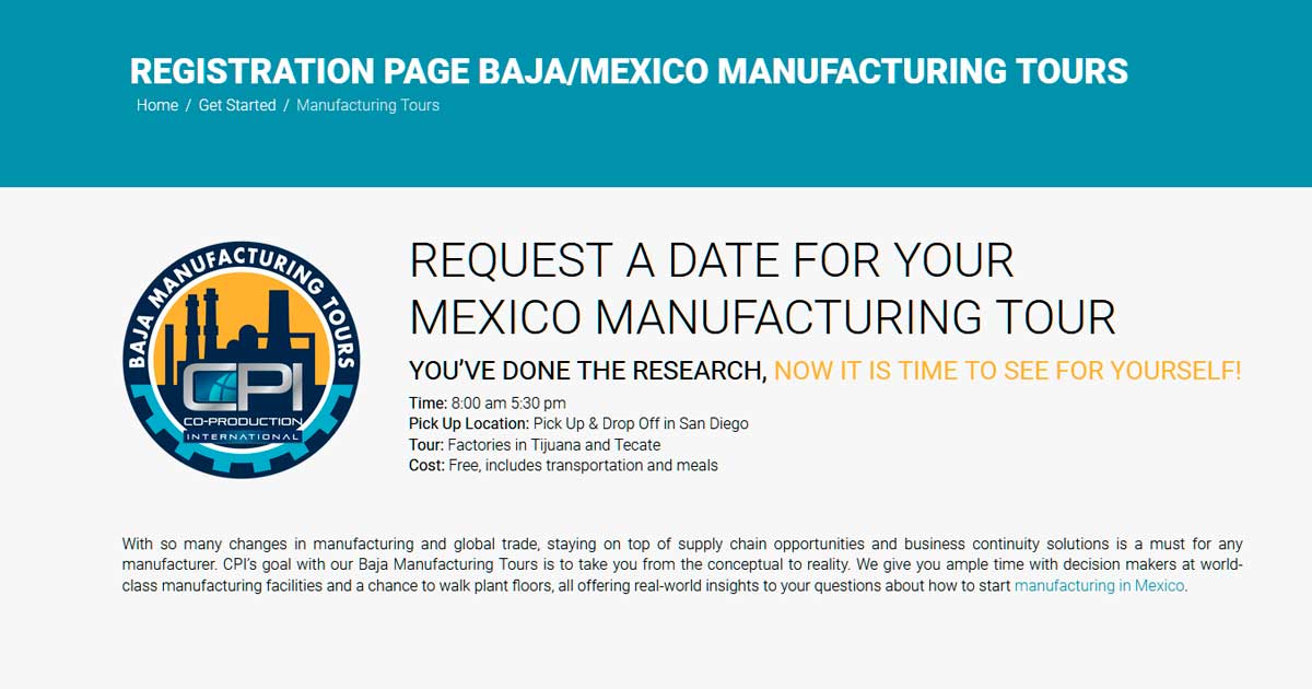 Schedule a Factory Tour to Mexico: Tijuana - San Diego - Co-Production ...