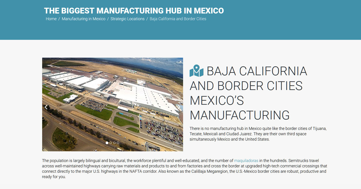 Site Selection – Baja California & Border Cities Mexico’s Manufacturing ...