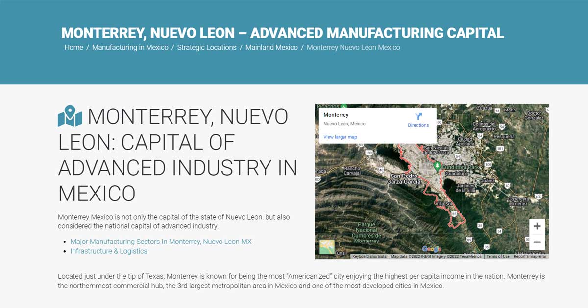 Site Selection Monterrey, Nuevo Leon – Advanced Manufacturing Capital ...