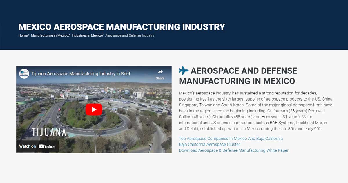 Mexico Aerospace Manufacturing Industry - Co-Production International, Inc.