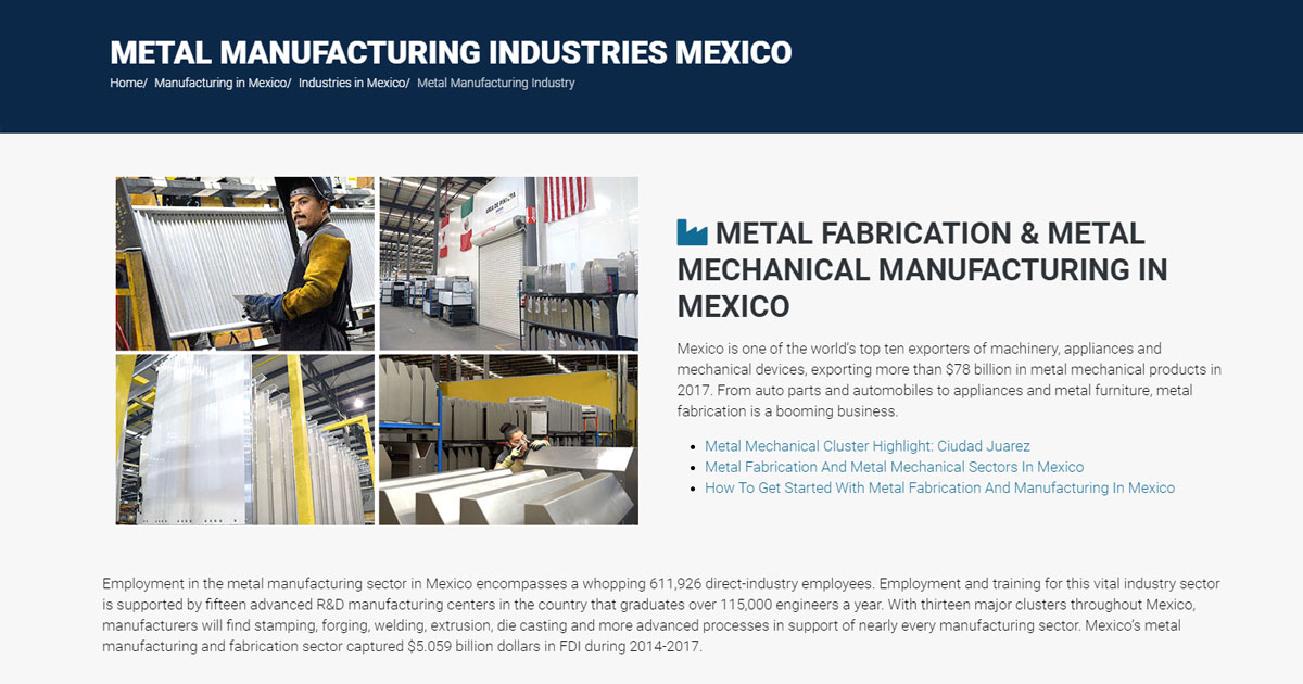 Mexico Metal Fabrication and Metal Mechanical Manufacturing - Co ...