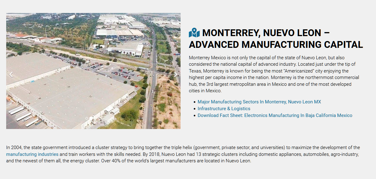 Monterrey, Mexico Manufacturing: Strategic Locations - Co-Production ...